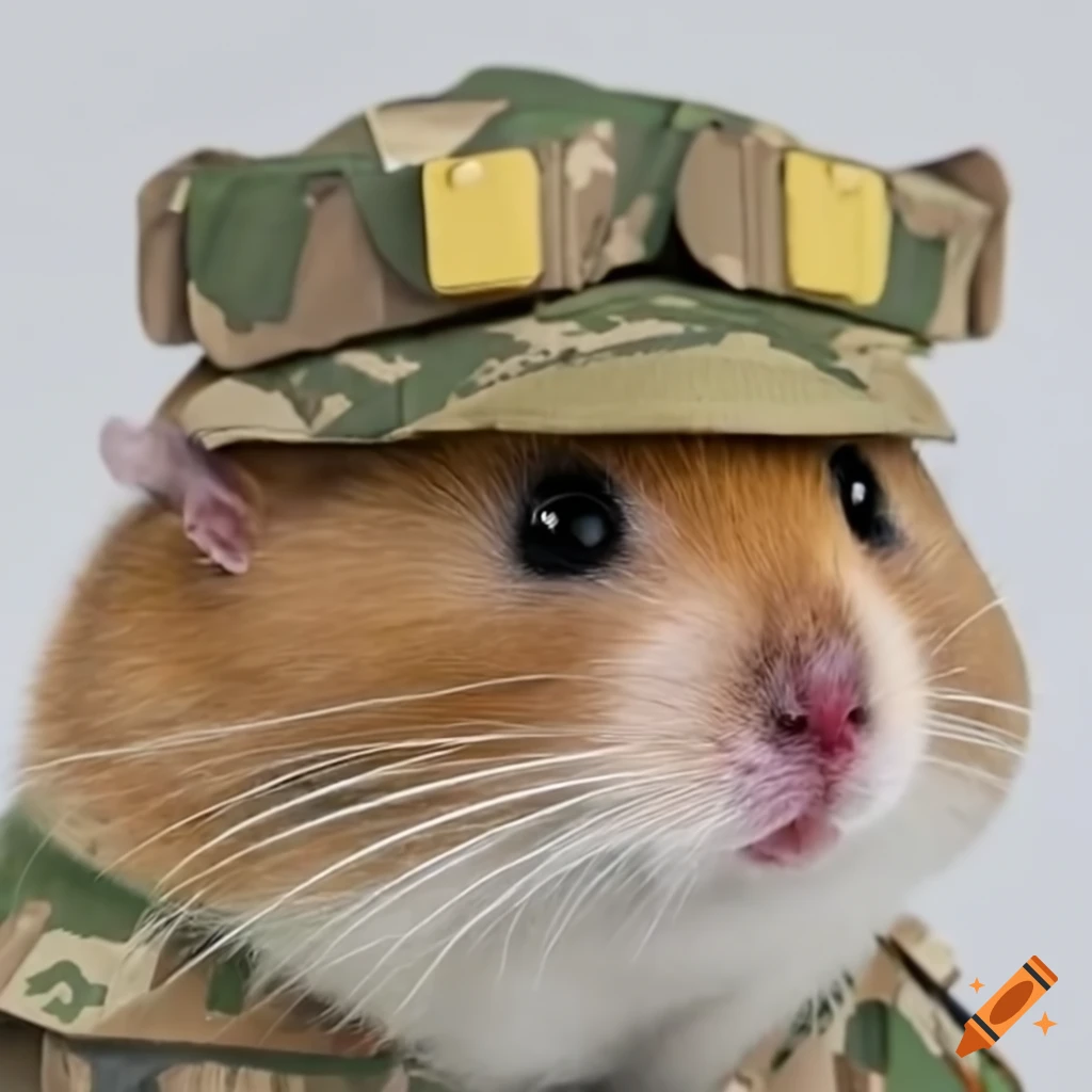 Cute hamster in military uniform on Craiyon