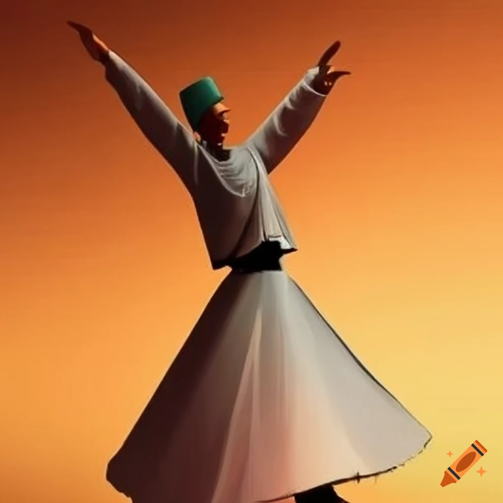 Stylized whirling dervish artwork