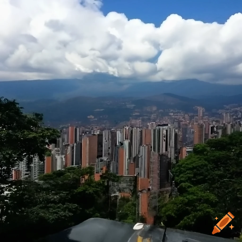 Cityscape of Medellín in the mountains on Craiyon