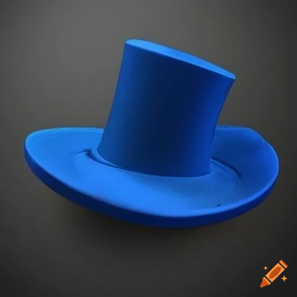Surreal illustration of a walking blue top hat
