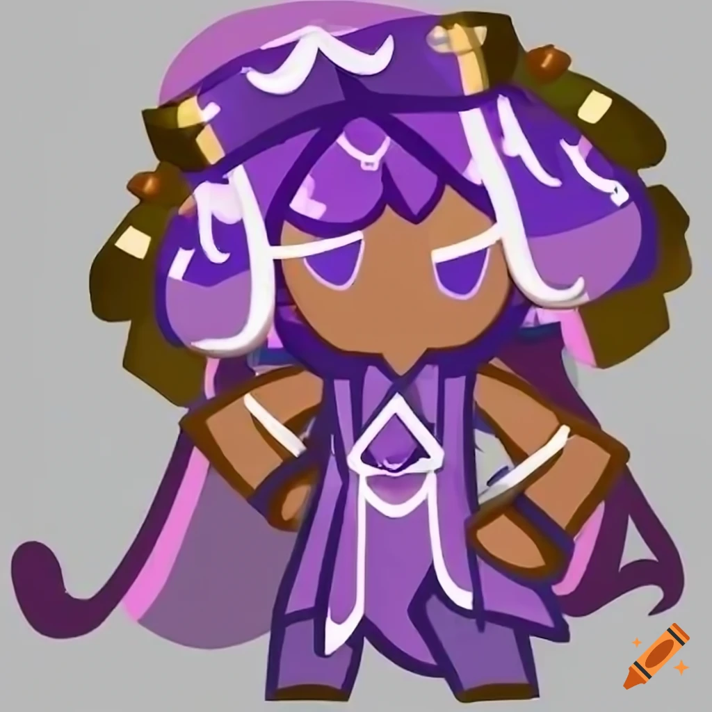 Purple male character from cookie run on Craiyon