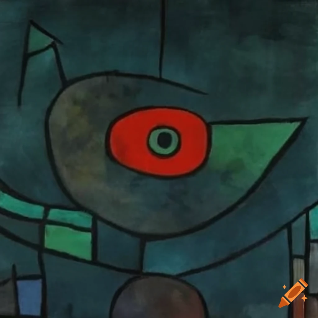 Surrealist oil painting by paul klee featuring landscape and structures ...
