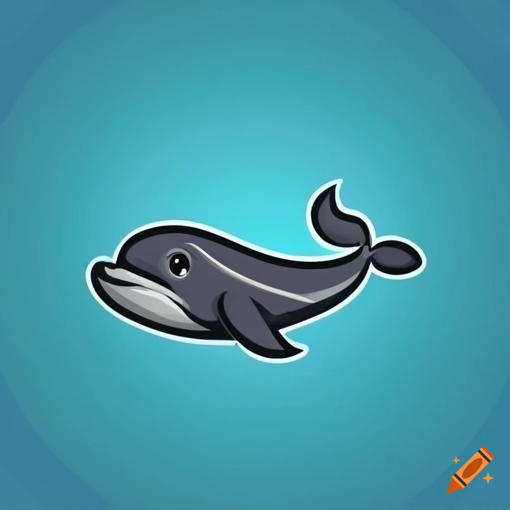 Playful 2D whale mascot logo design on Craiyon