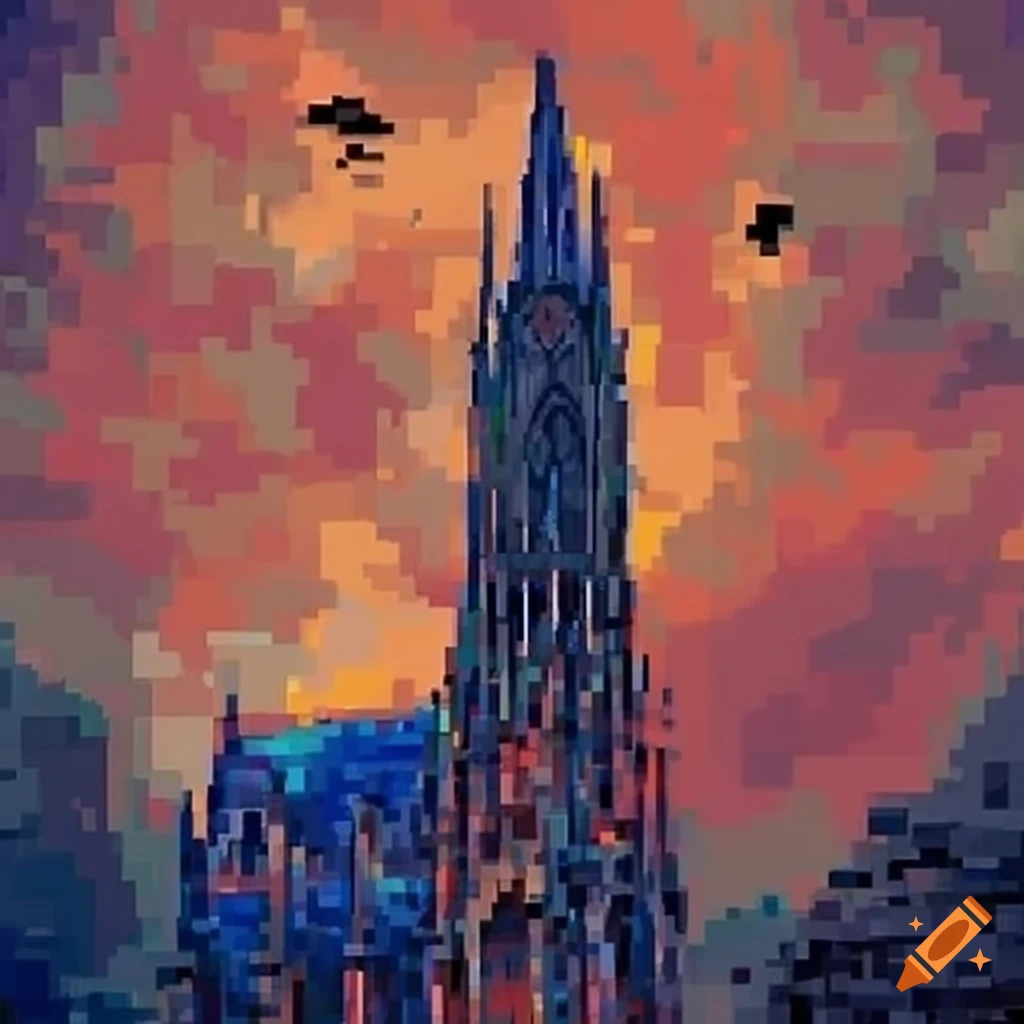 Pixel art of gothic architecture on Craiyon