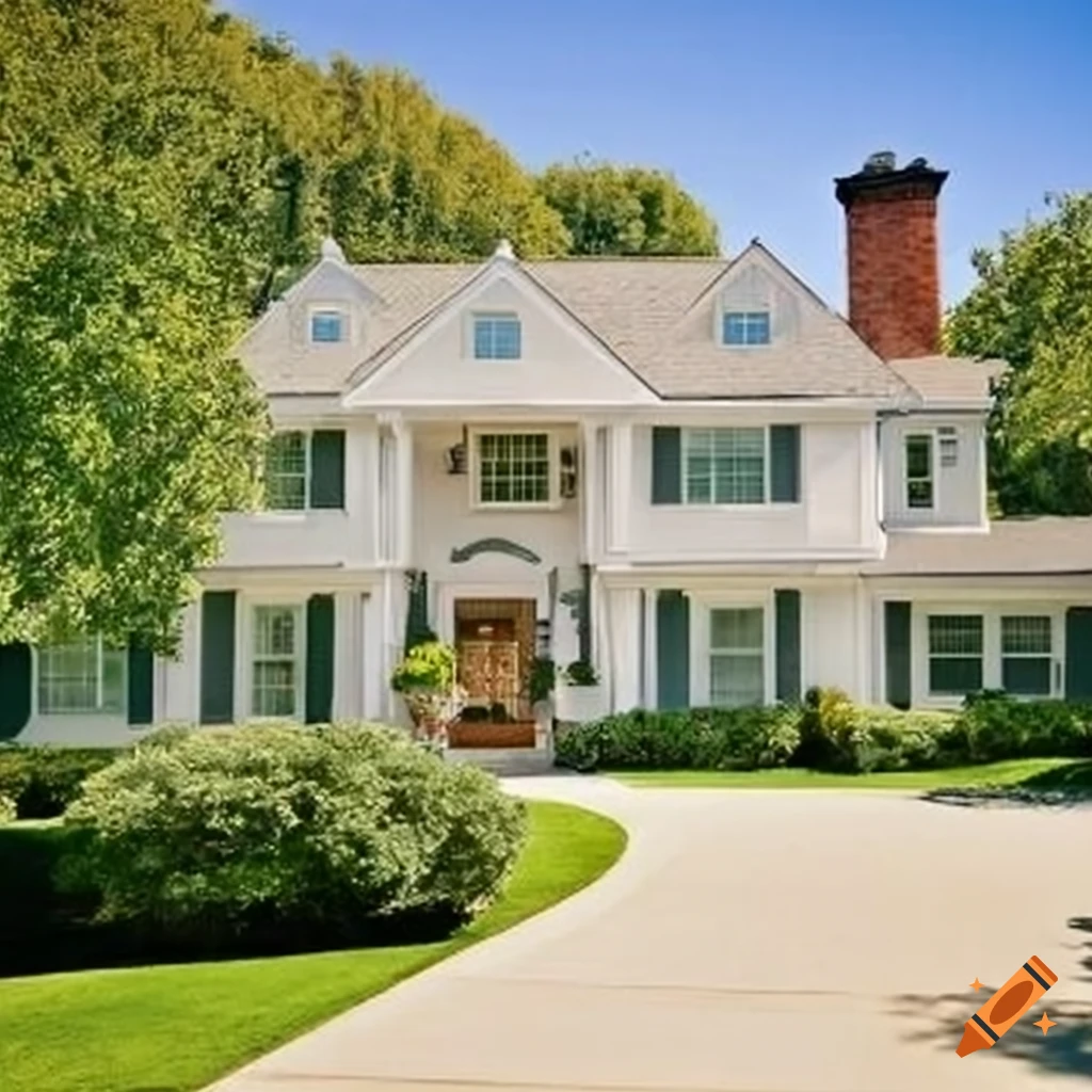 Beautiful pastel flowers in front of a glamorous neo-colonial home in ...