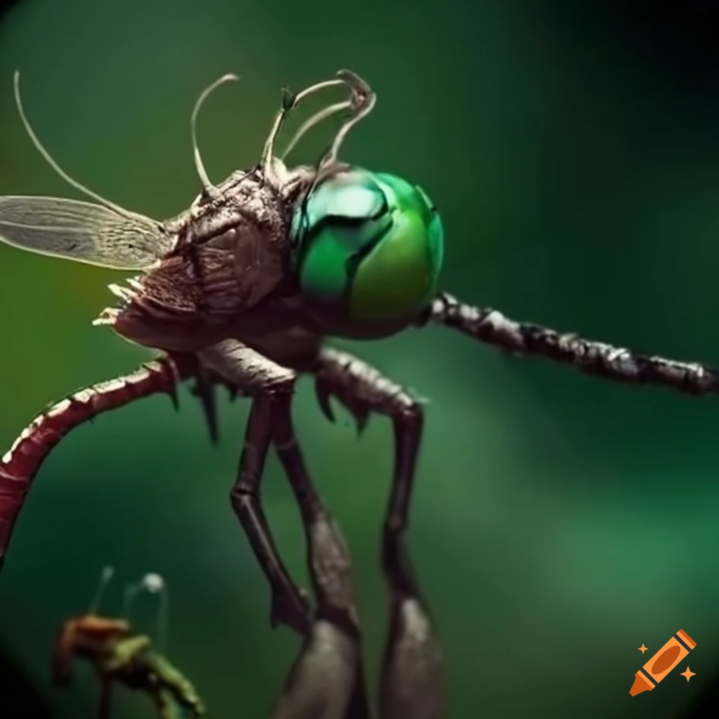 Image of a post-apocalyptic dragonfly-mosquito mutant on Craiyon
