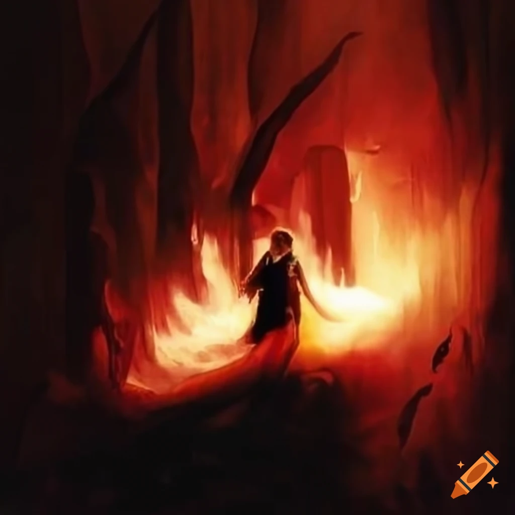 Illustration of divine wrath and vulnerability with fiery hell ...