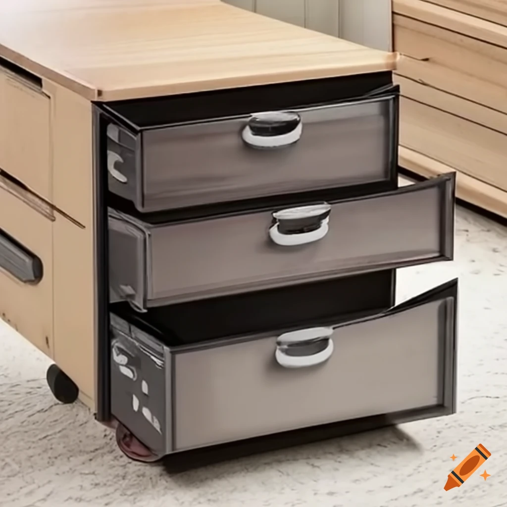 Illustration of a realistic roll container with 5 drawers