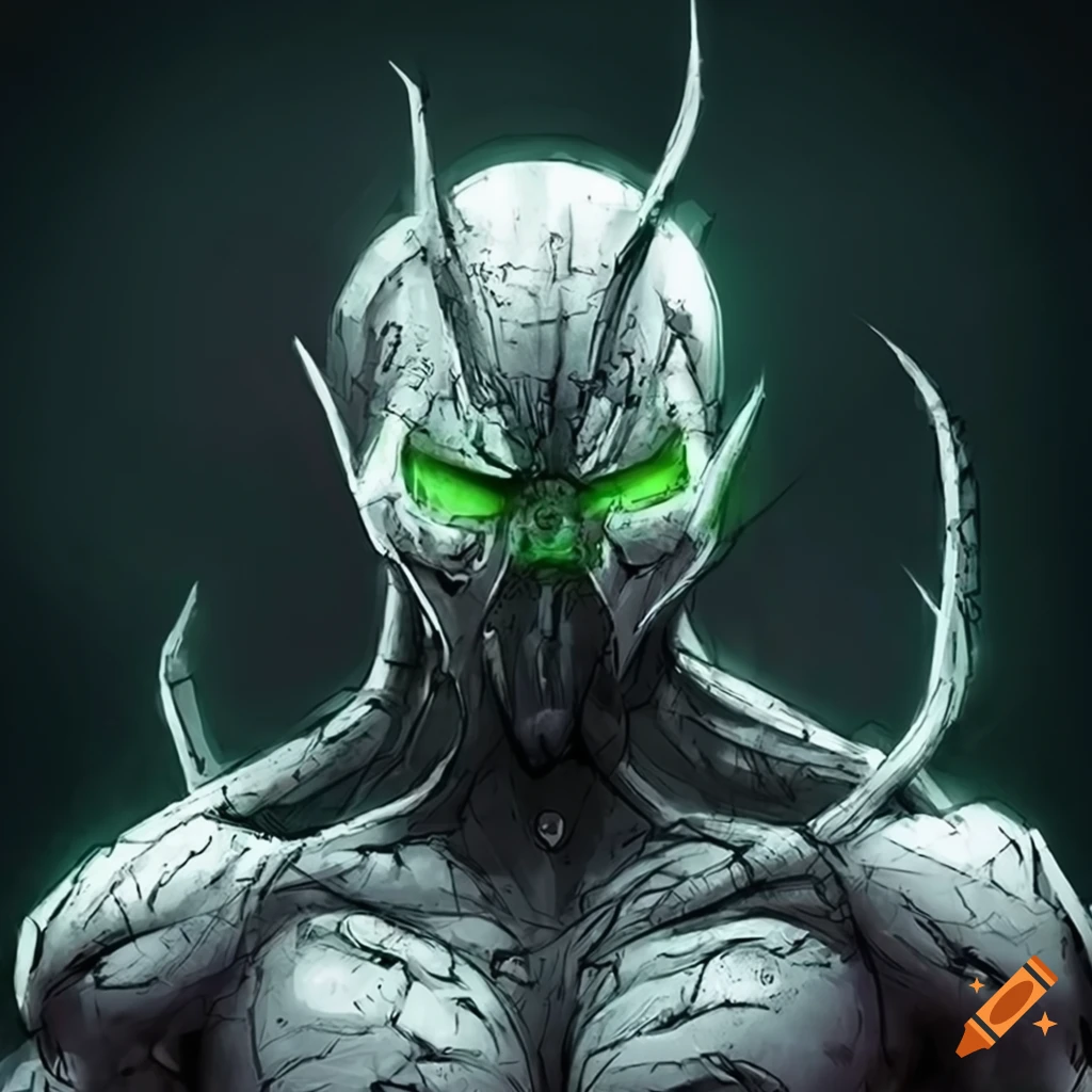 Image of a gray steel cyborg superhero in alien armor on Craiyon
