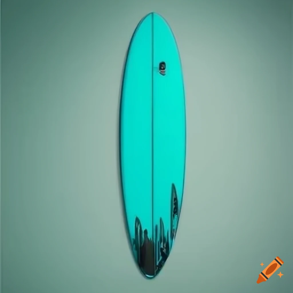 Bright aqua colored unique surfing board