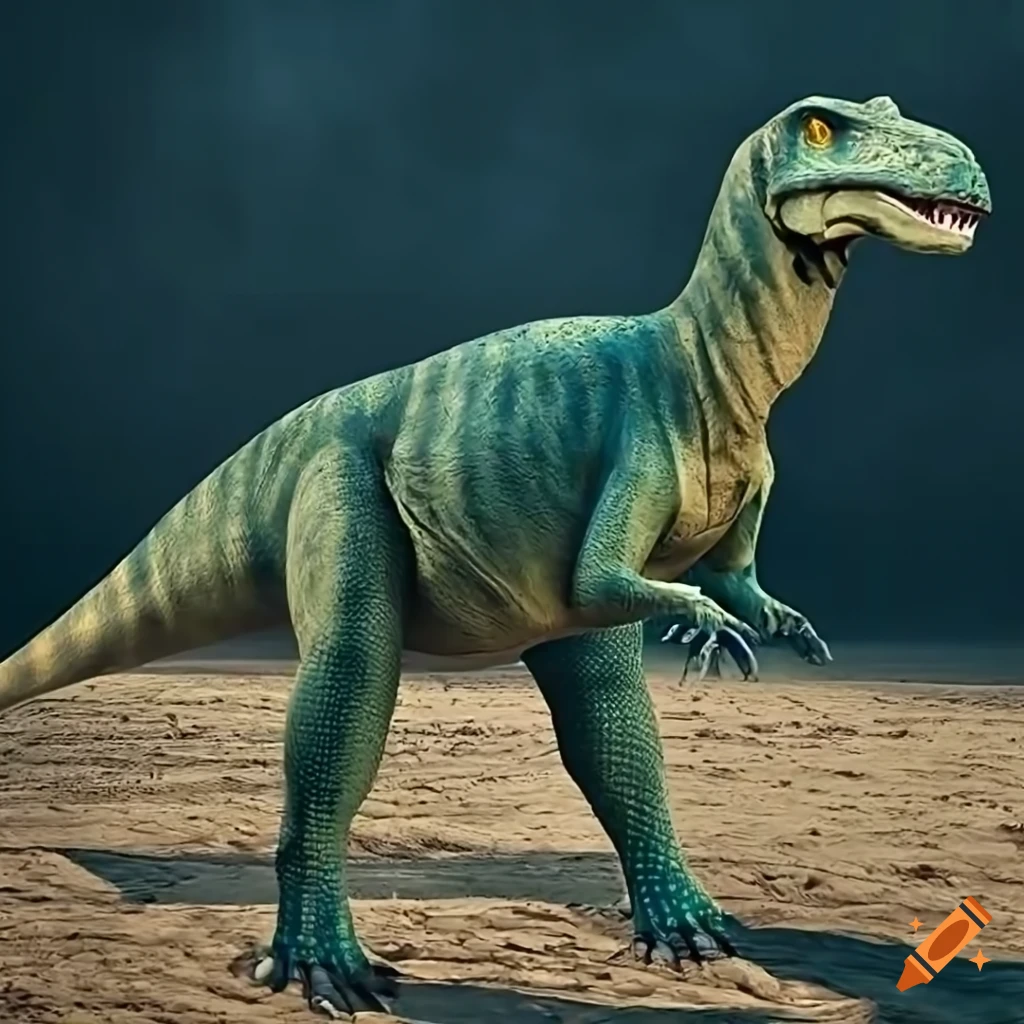 Colorful iguanodon dinosaur in morning light on Craiyon