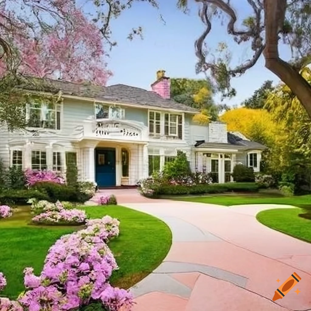 2000s neo-colonial home with pastel flowers