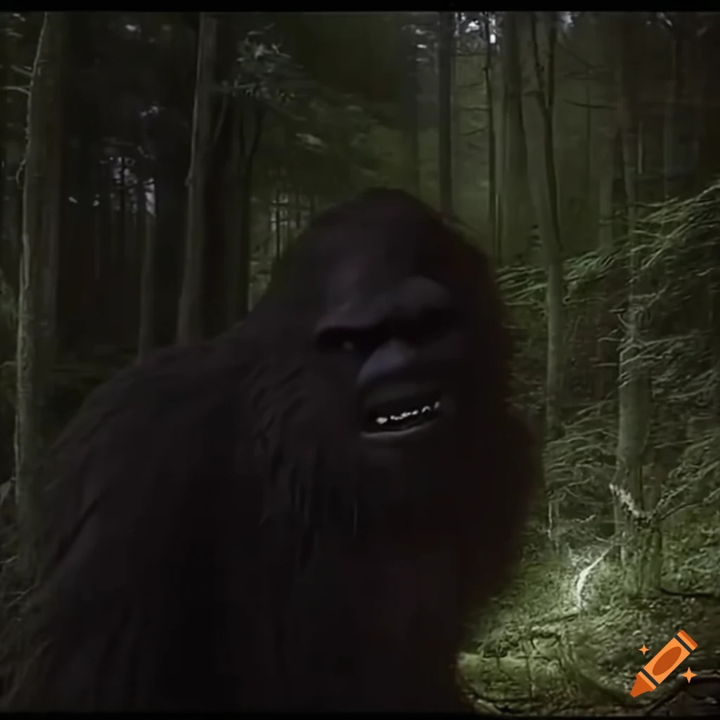 Nightvision photo of bigfoot in the woods