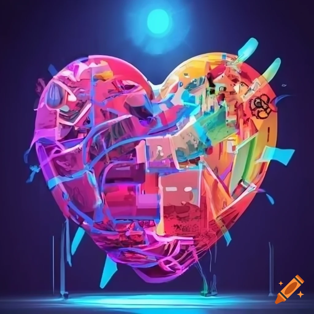 Poster design for a heart-themed hackathon event