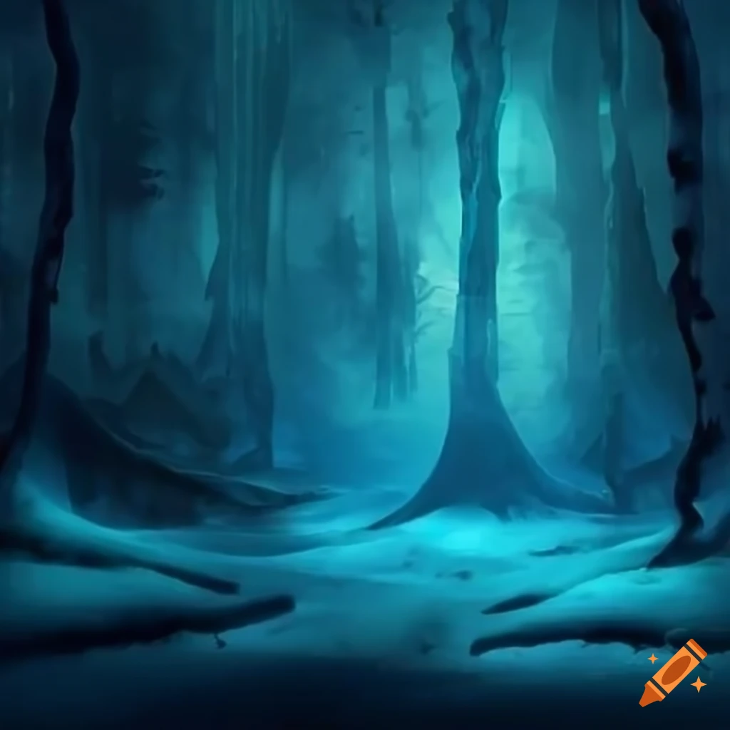 Forest arena at night with a ring and jumpable borders on Craiyon