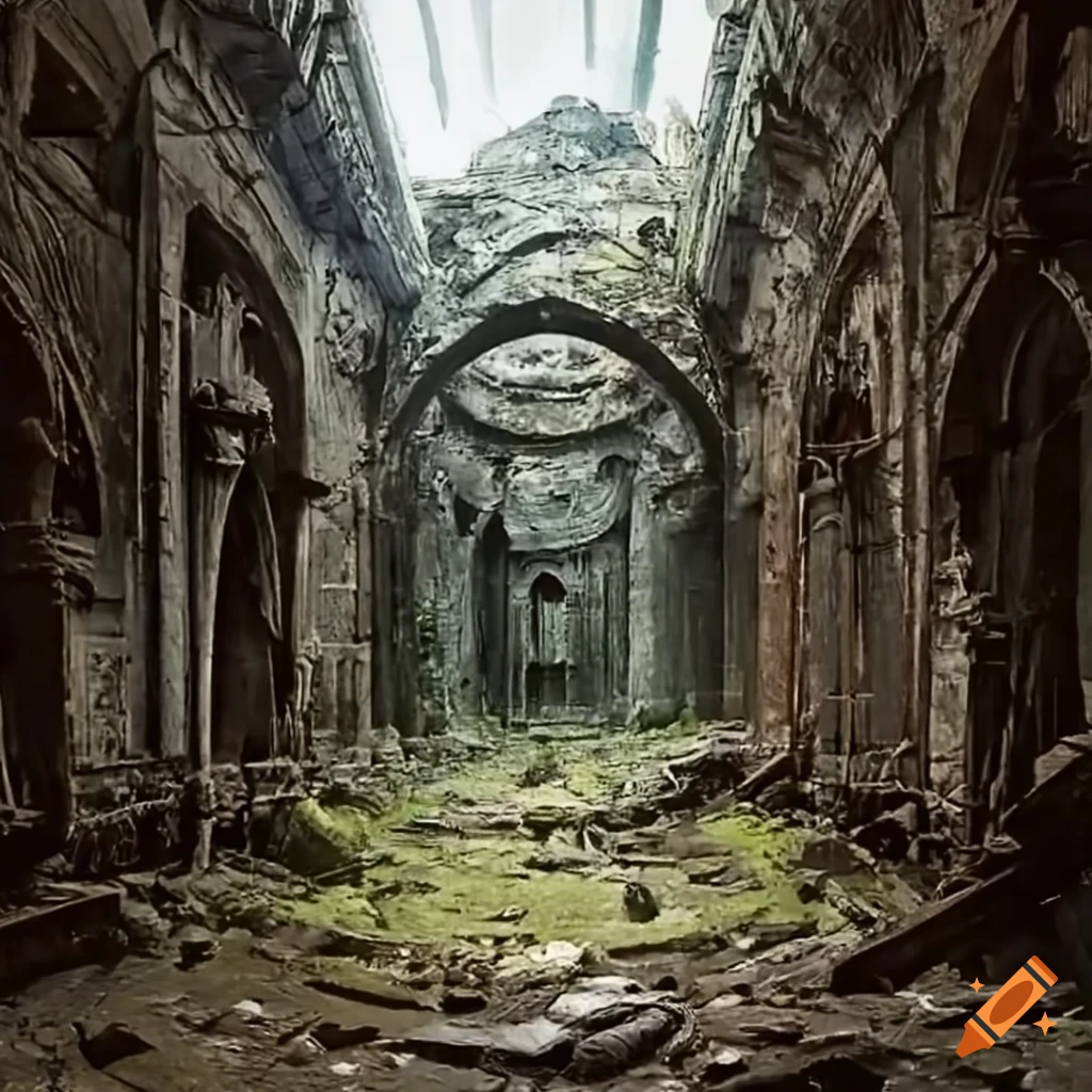 Artistic depiction of remnants from the past on Craiyon