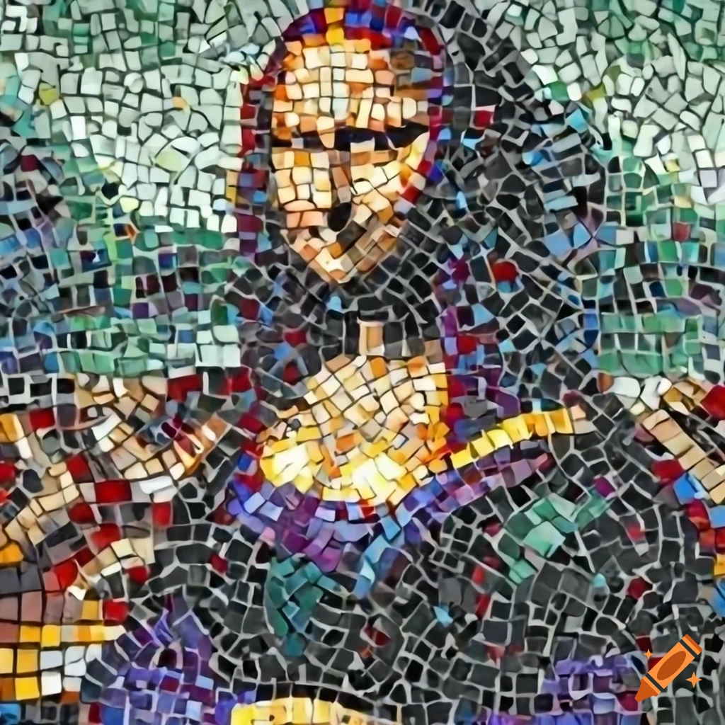 Mosaic artwork of the mona lisa on Craiyon