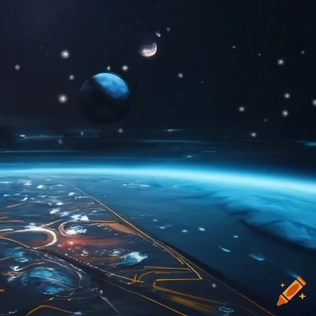 Futuristic highway in space on Craiyon