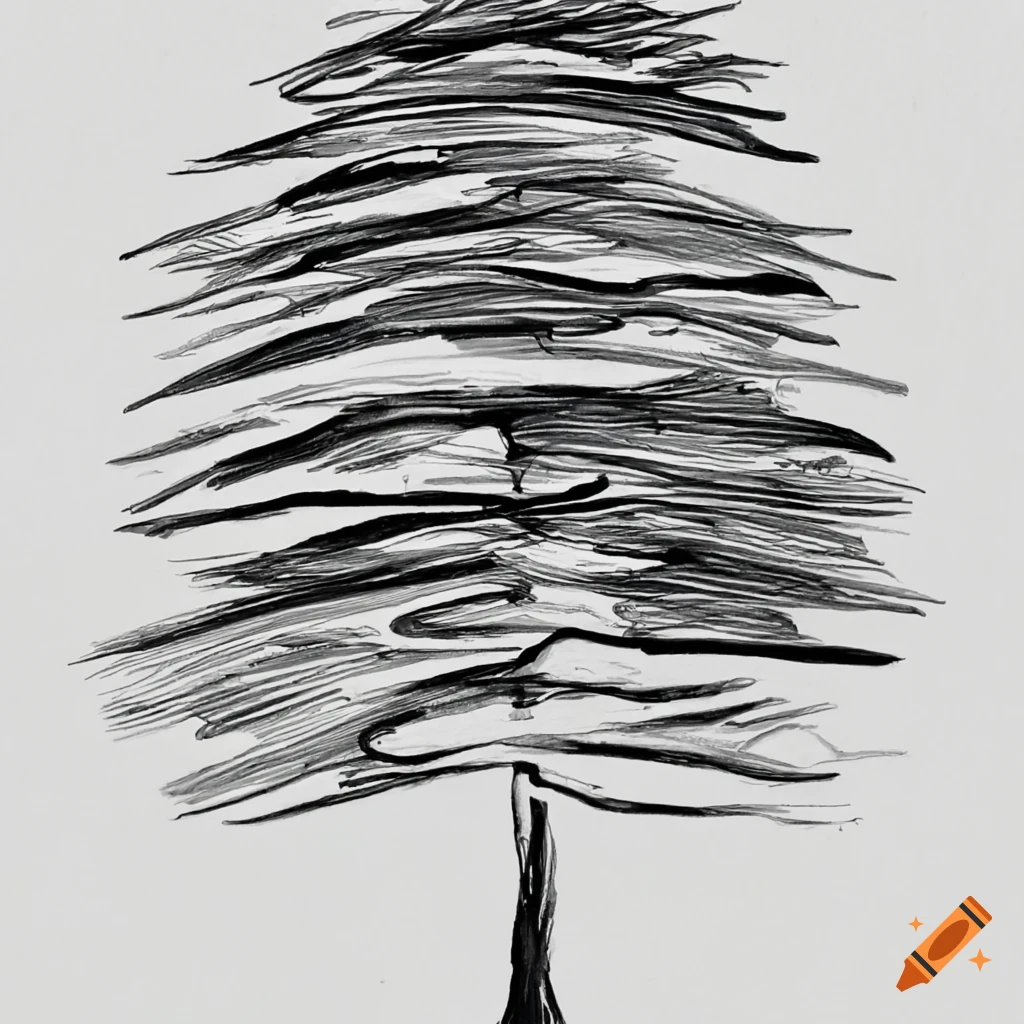 Black sketch of a tree on Craiyon
