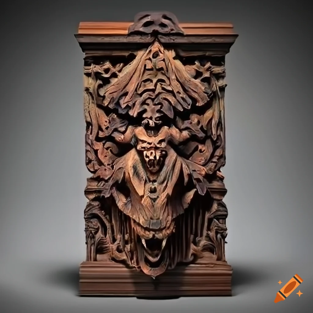 Detailed carving of a moth in architectural style