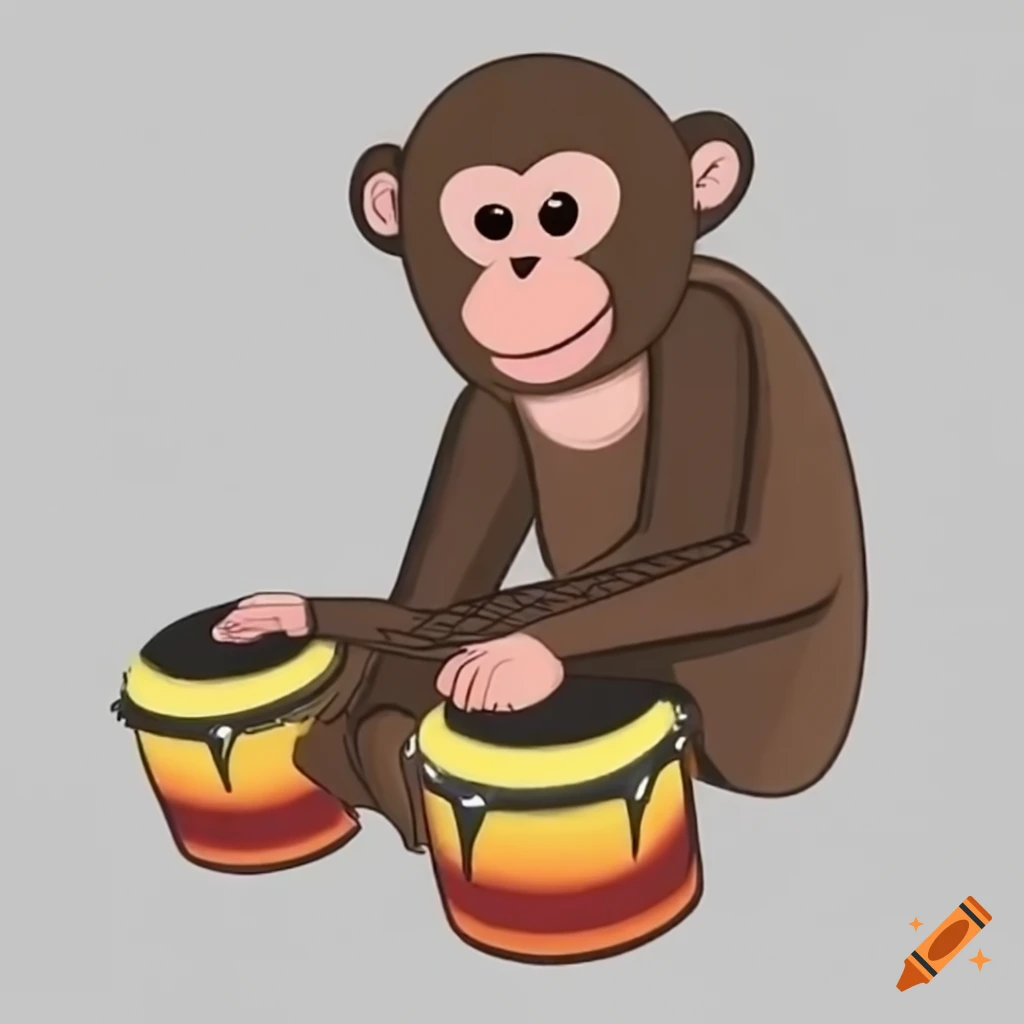 Monkey playing the bongos