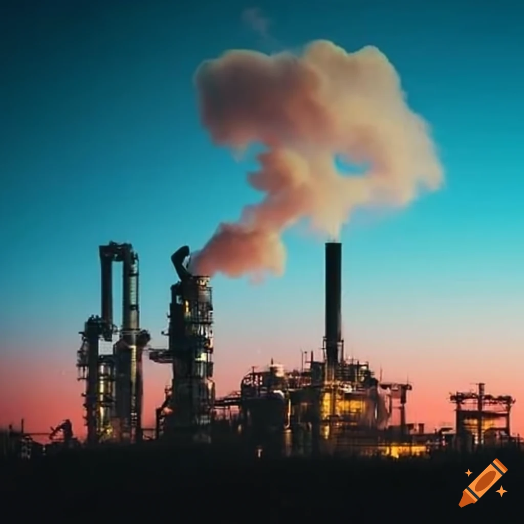 Image of a decoking DDT pig and a Coker unit at a refinery on Craiyon