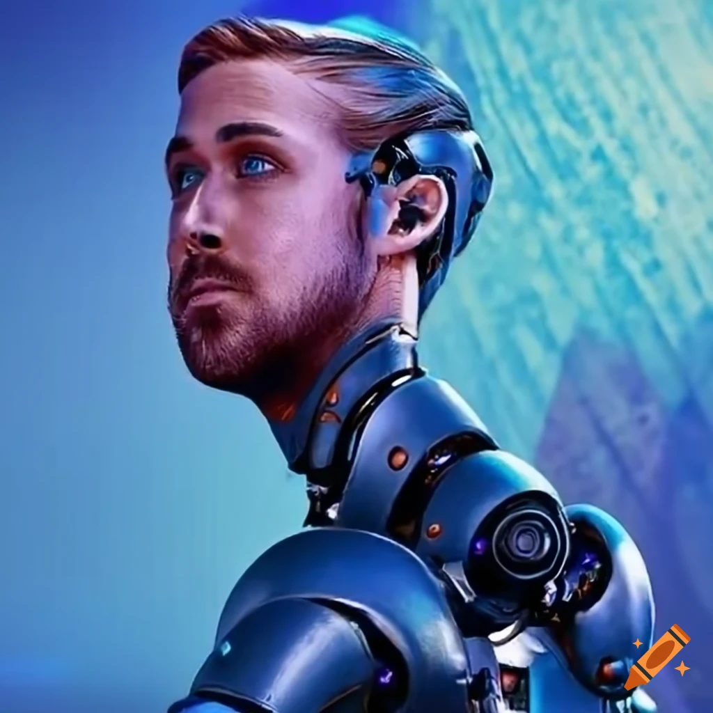 Image of a robotic version of Ryan Gosling on Craiyon