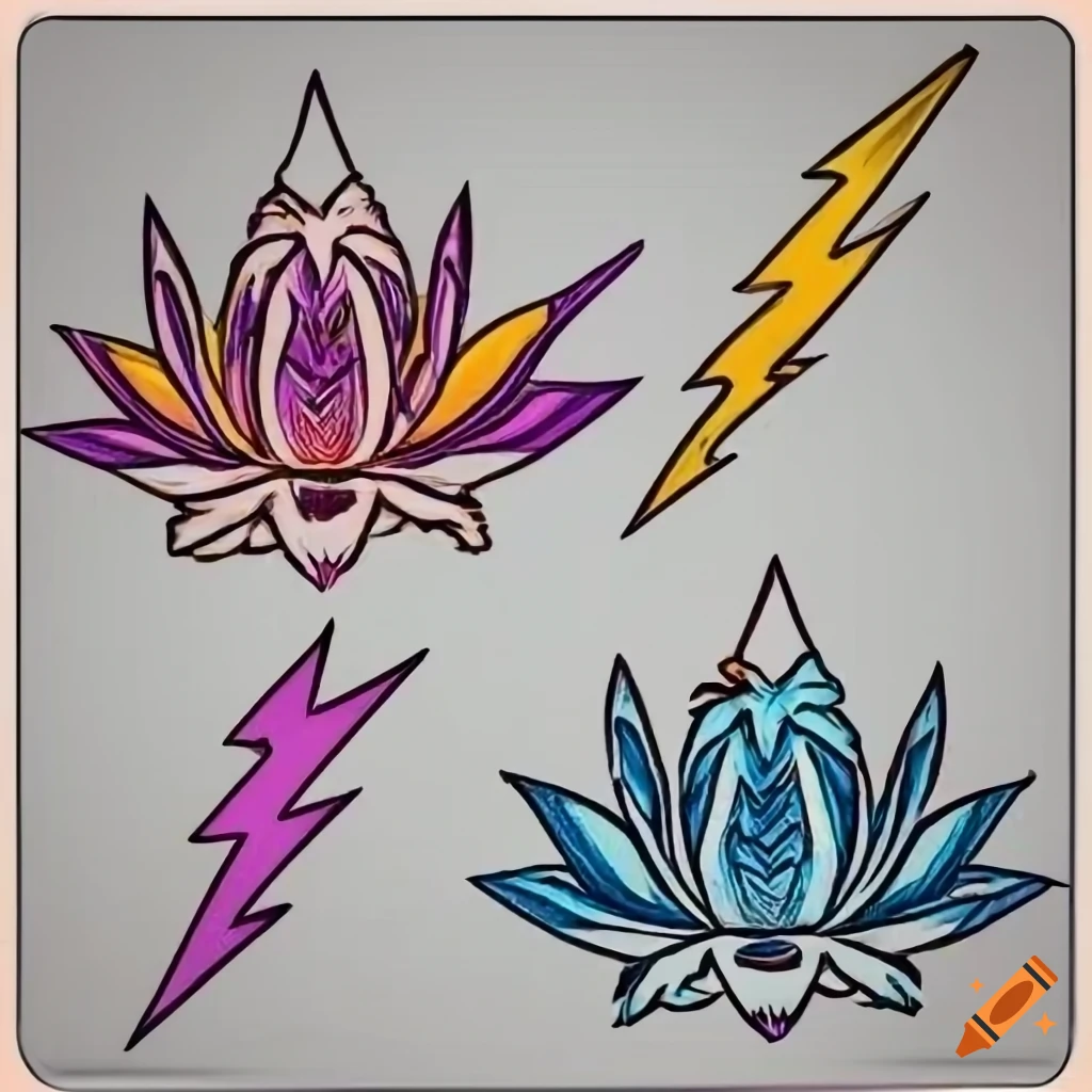 Lotus flower and lightning bolt logo on Craiyon