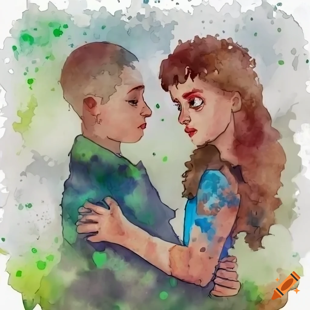 Digital sketch of a nationalist russian couple in a natural setting