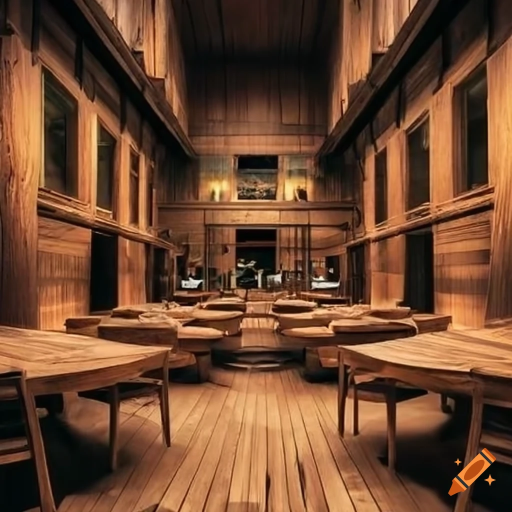 Restaurant with nature-inspired interior design on Craiyon