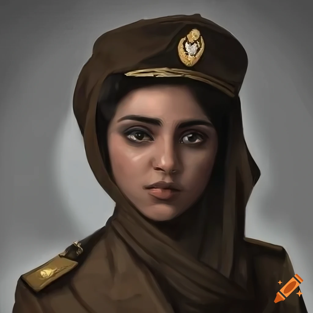 Close-up portrait of a female Pakistani pilot in space uniform on Craiyon