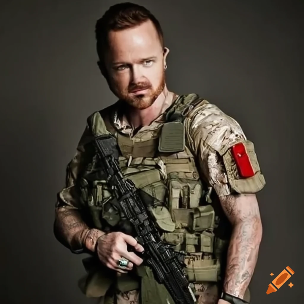 Aaron Paul in a military outfit on Craiyon