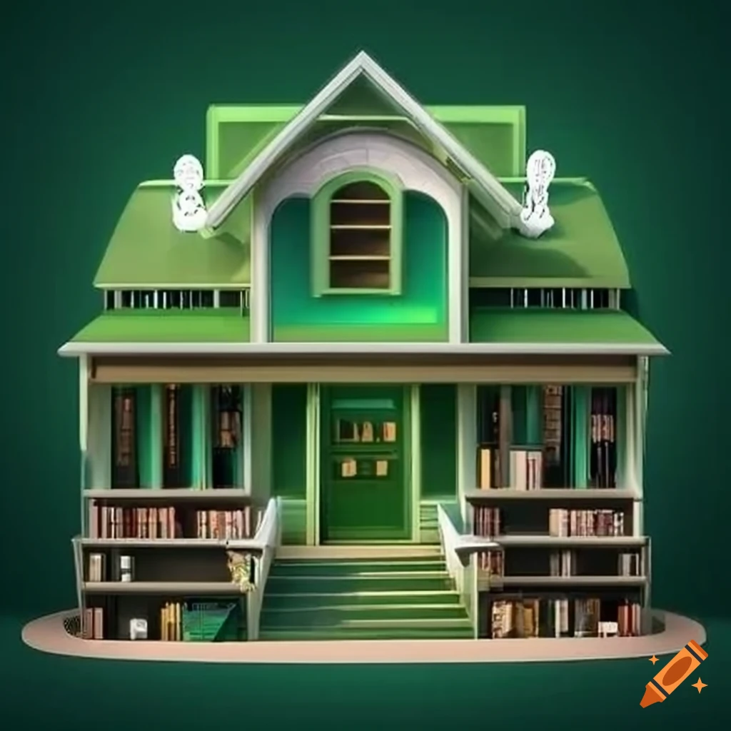 Artistic exterior of a cozy library on Craiyon