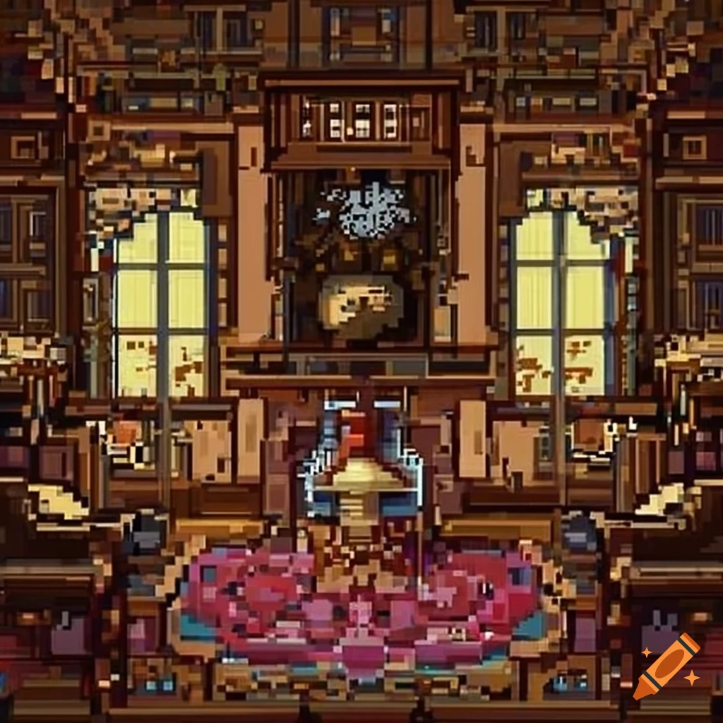 Pixel art of a luxurious victorian living room on Craiyon