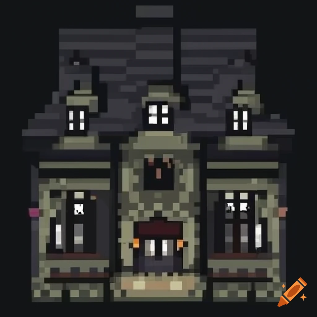 Gothic pixel art house on Craiyon