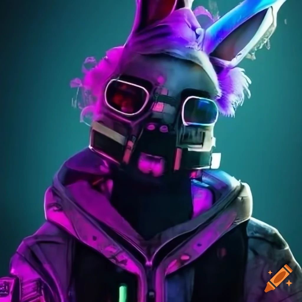 Cyberpunk rabbit artwork on Craiyon