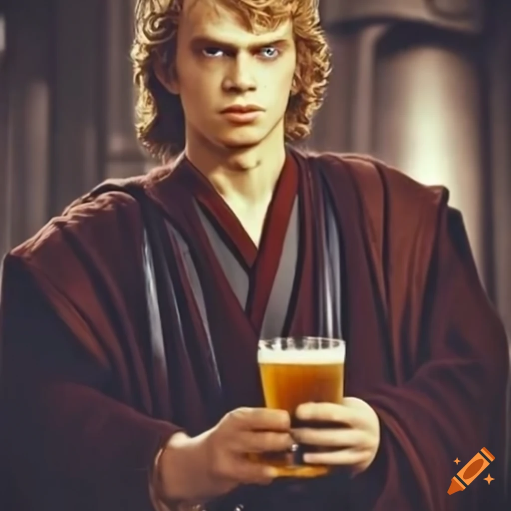 Anakin skywalker with a glass of drink