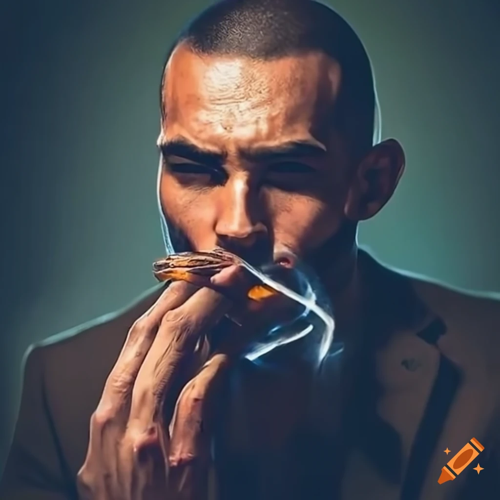 Andrew Tate smoking a cigar on Craiyon