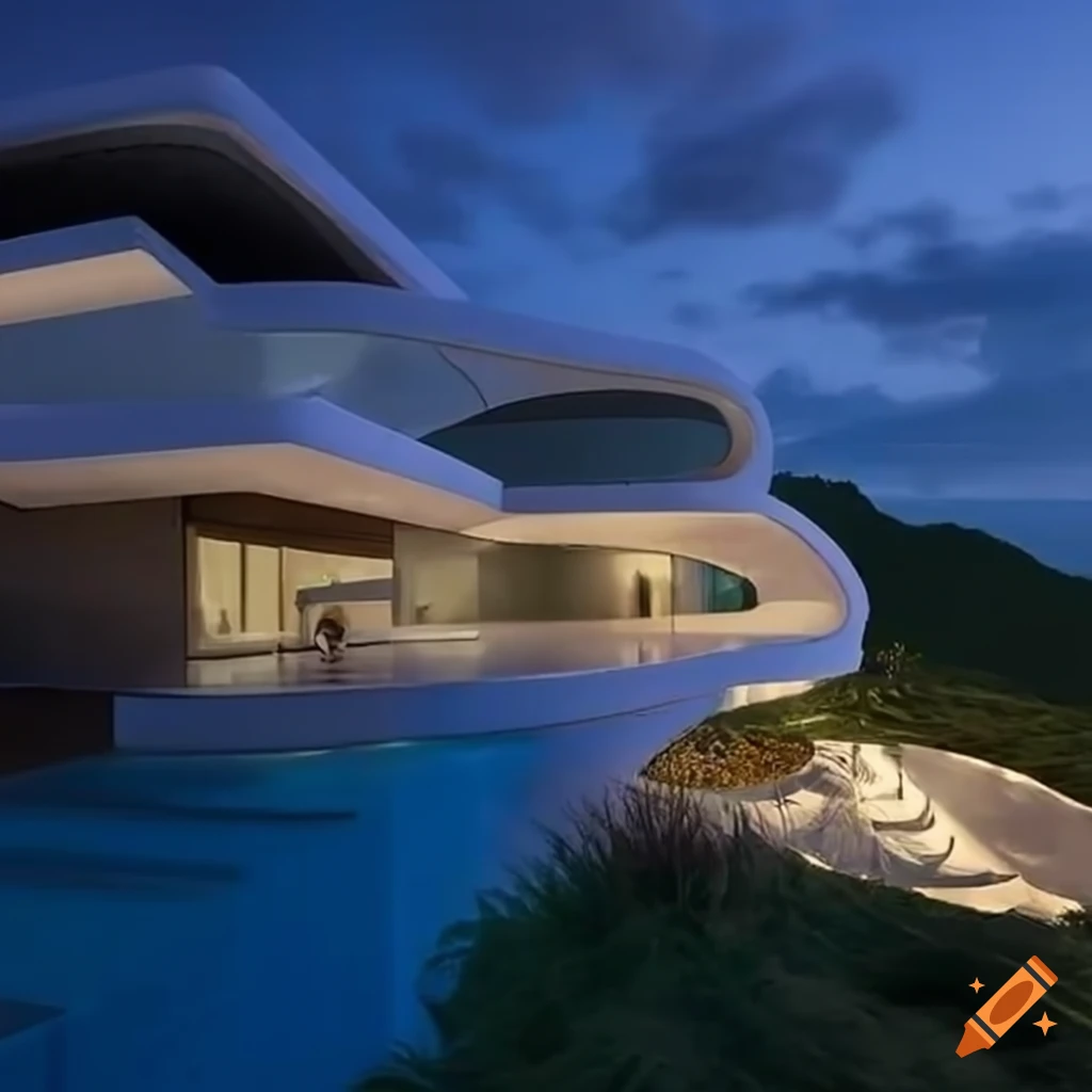 Futuristic mansion on Craiyon