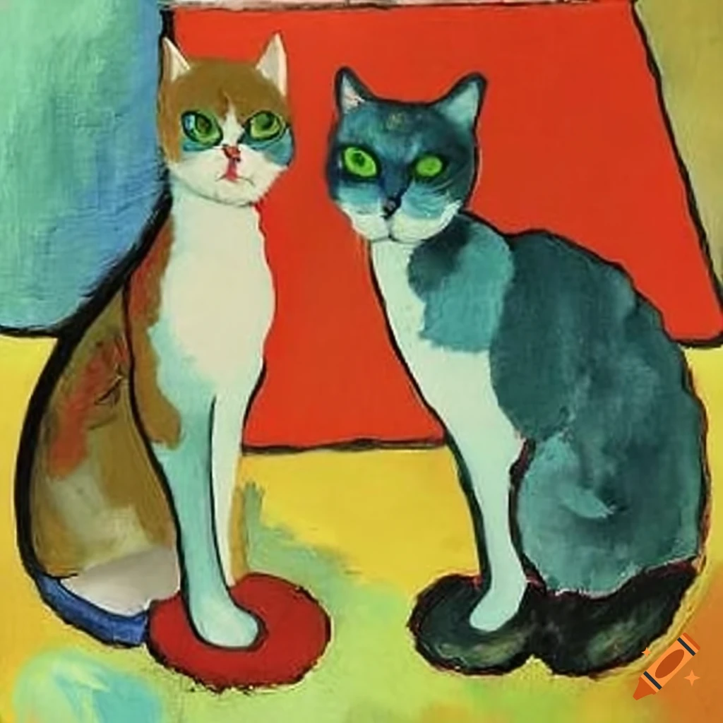 Blue cats, abstract painting by august macke on Craiyon