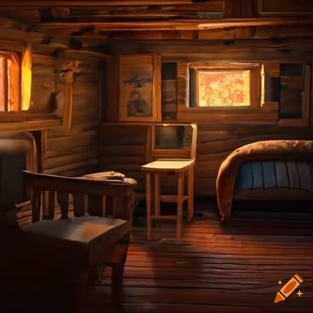 Cozy cabin room interior on Craiyon