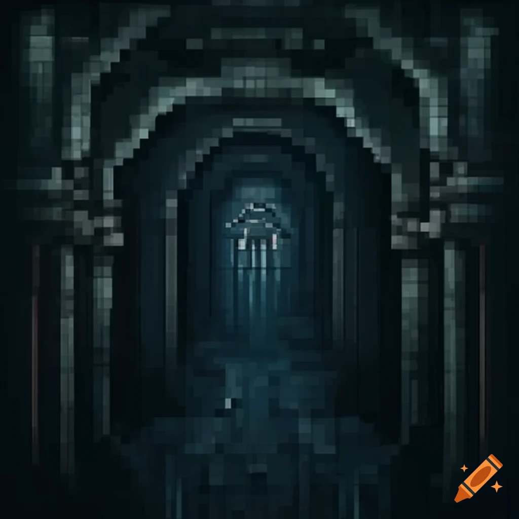 Pixel art of a mysterious chamber