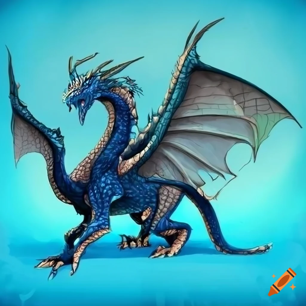 Detailed illustration of a dragon with wings and four legs on Craiyon