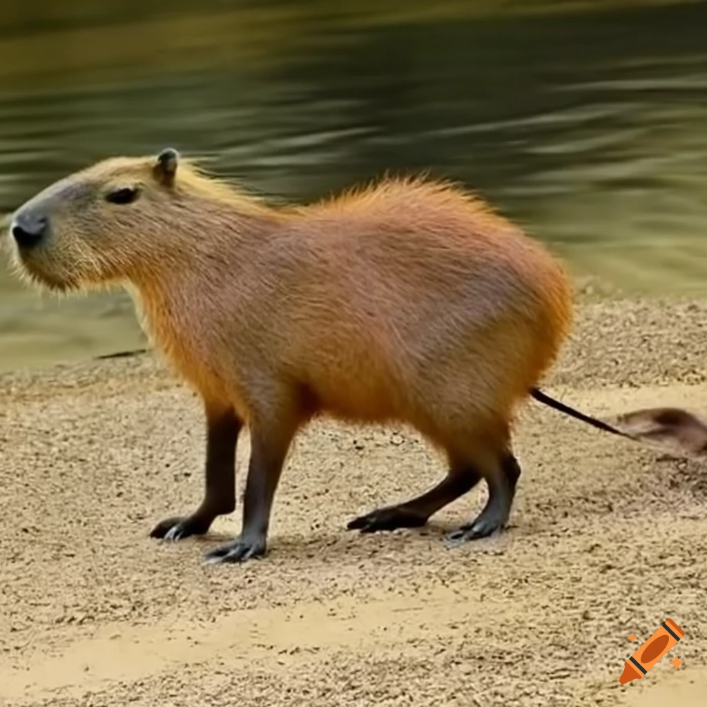 Painting of two capybaras facing opposite directions on Craiyon