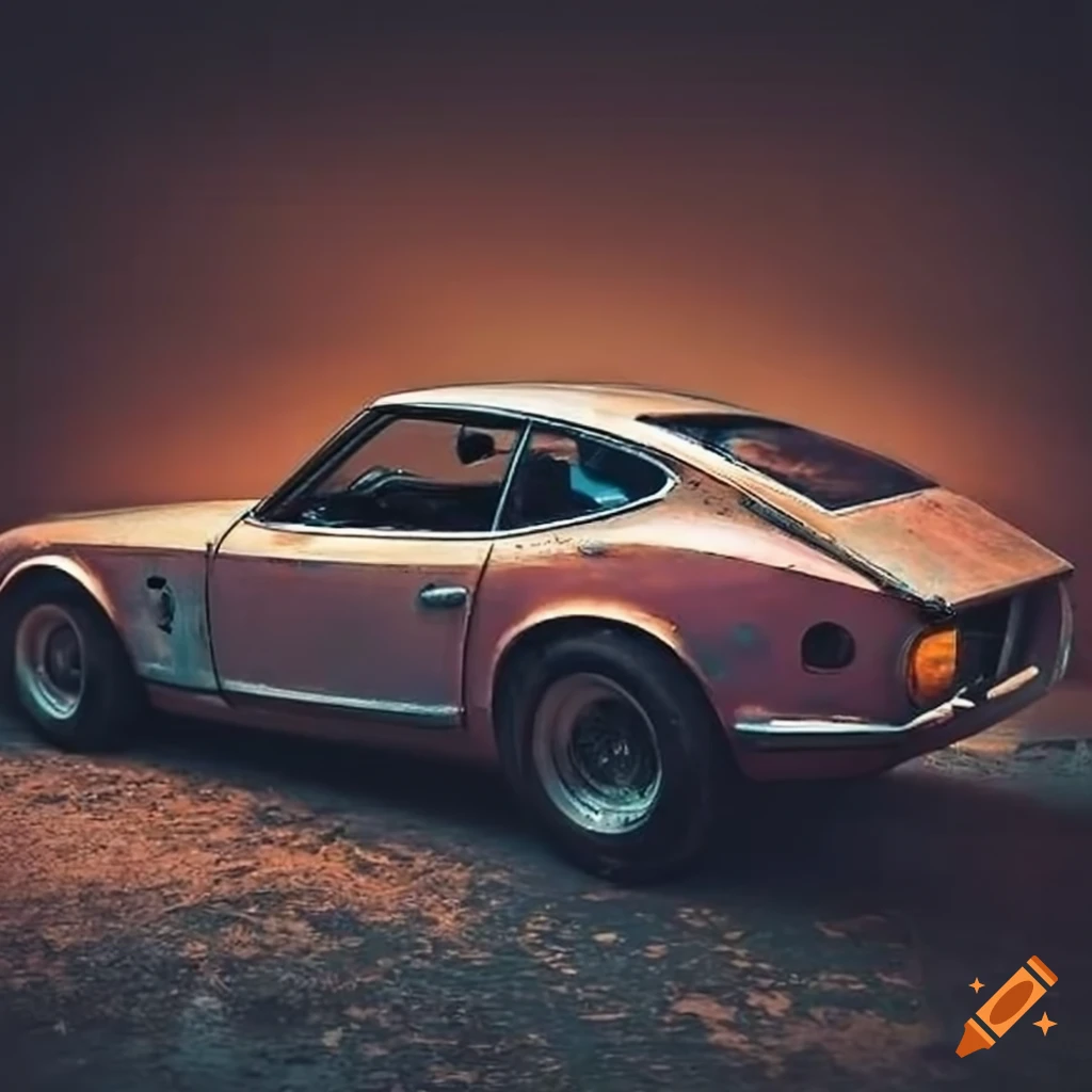 Distressed and faded 240z car