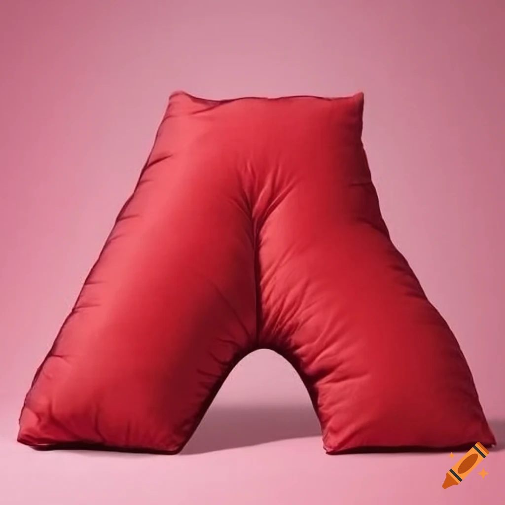 Red round down padded letter t pillow
