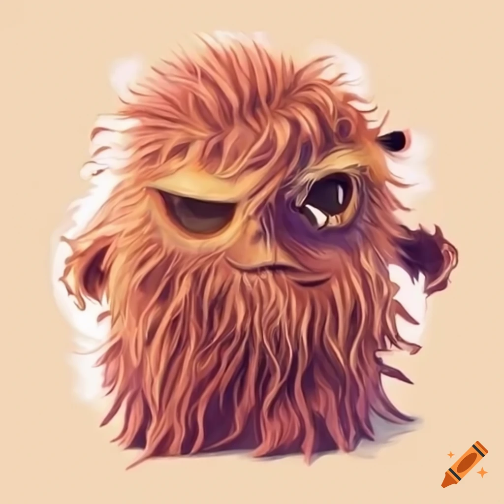 Cute hairy monster illustration on Craiyon