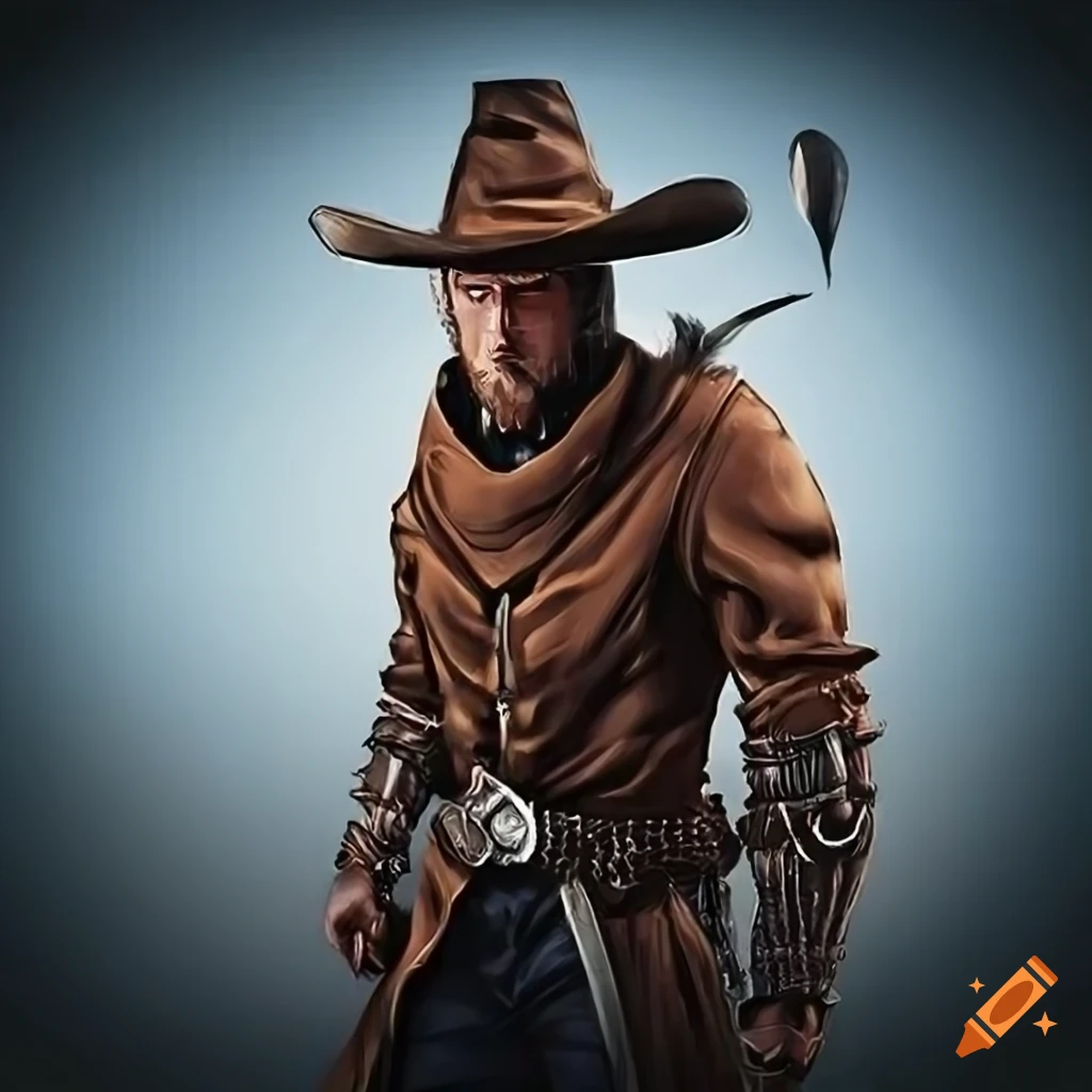 Illustration of a western cowboy knight on Craiyon