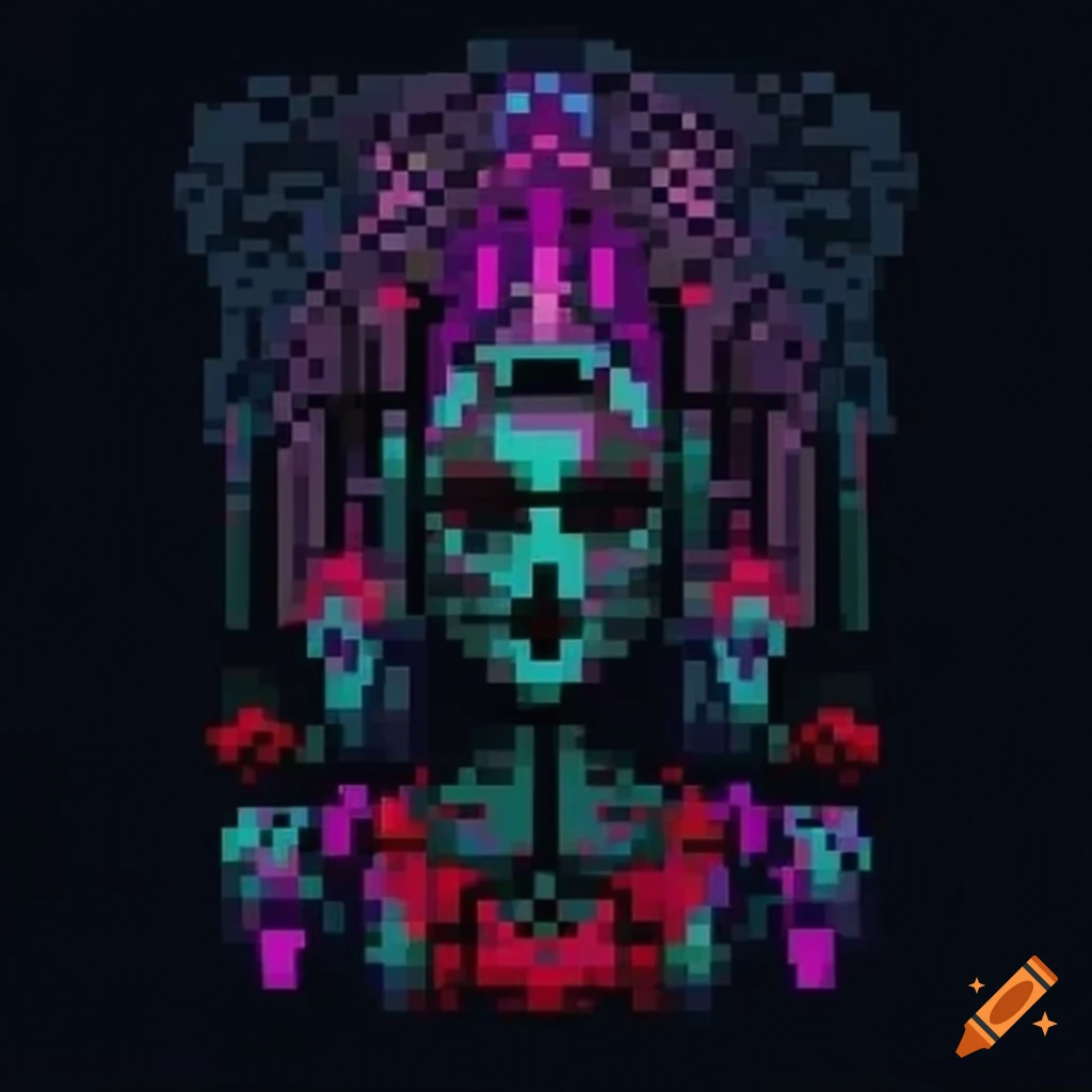 Gothic pixel art wall on Craiyon