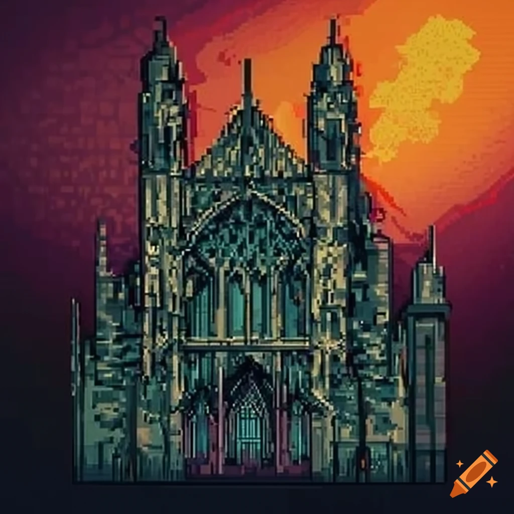 Pixel art of gothic architecture on Craiyon